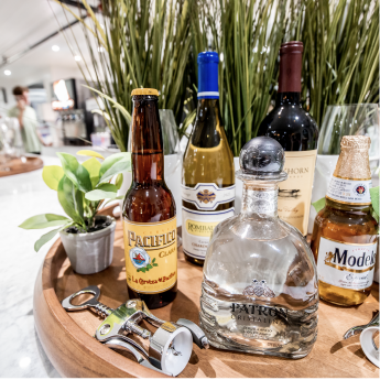 Tray with alcohol on it